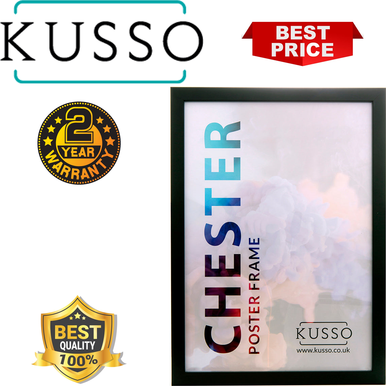 Kusso 42 x 5934cm Chester Series Poster Frame Black Finish A2