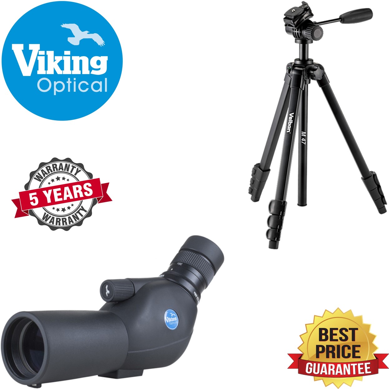 Viking 12-36x 50mm Swallow Scope + Velbon M47 Tripod